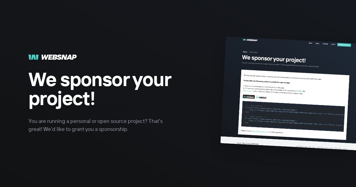 We sponsor your project! | Websnap